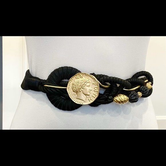 Accessories | Susan Maddox Designs Vintage Black And Gold Belt | Poshmark